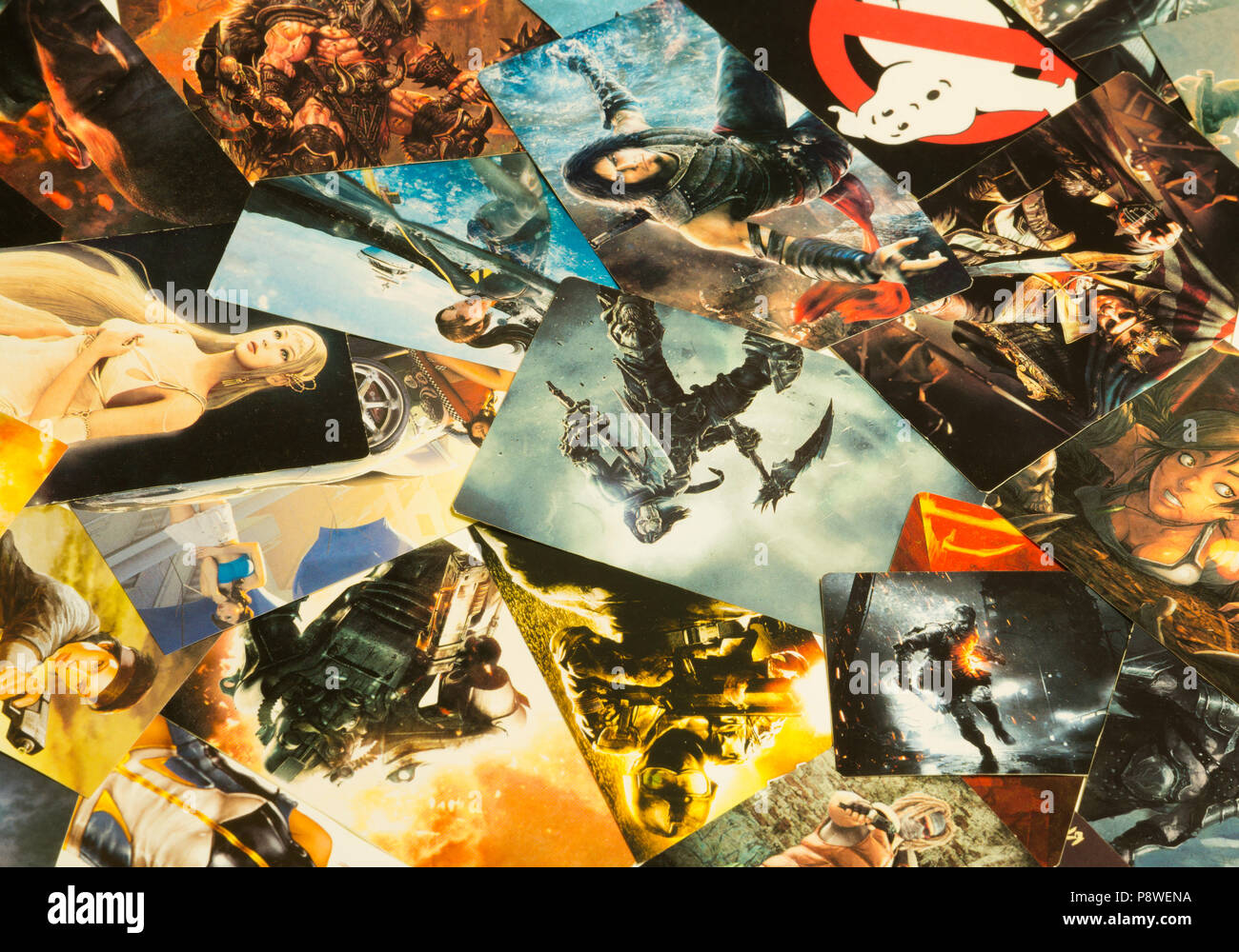 Stickers collection of different video games background Stock Photo - Alamy