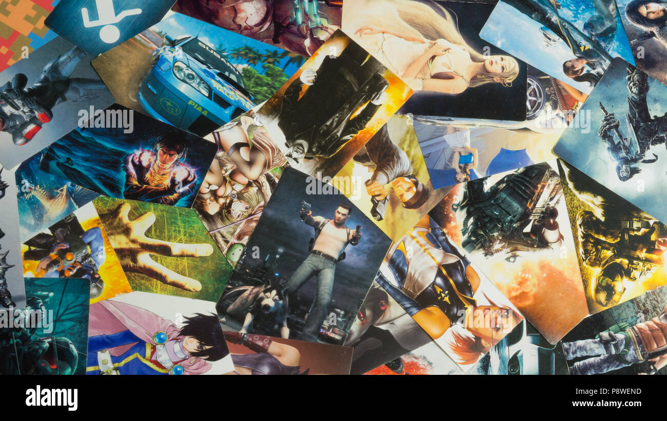 Stickers collection of different video games background Stock Photo - Alamy