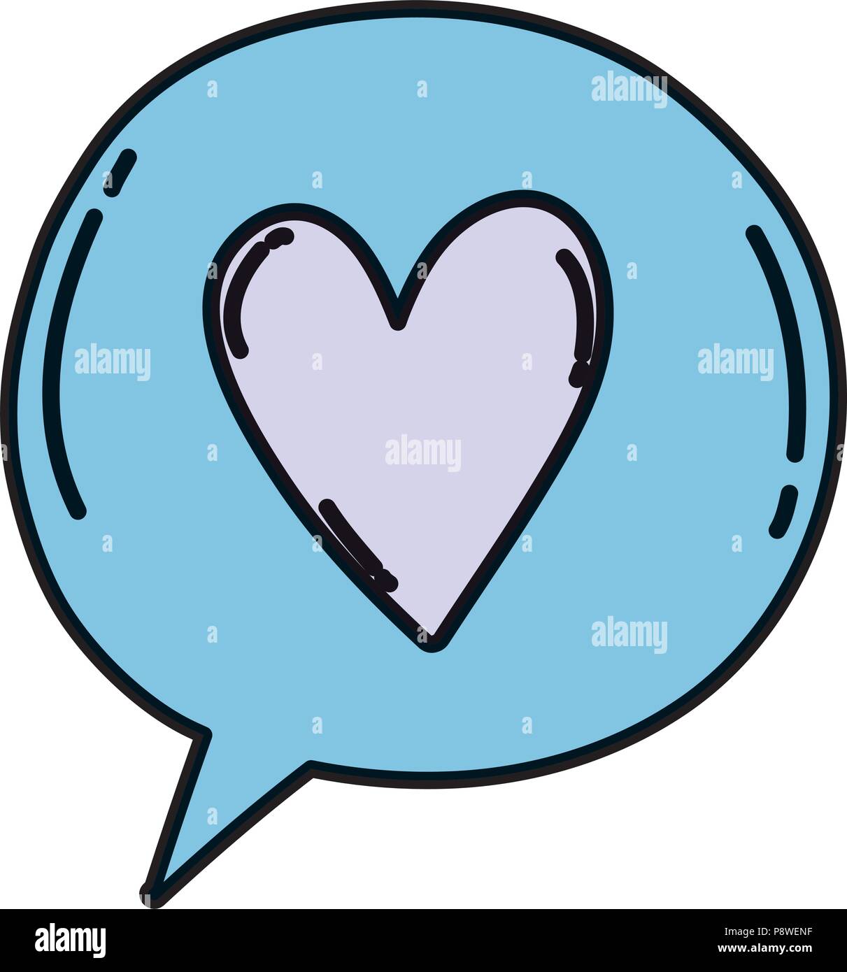color heart inside chat bubble note message vector illustration Stock ...