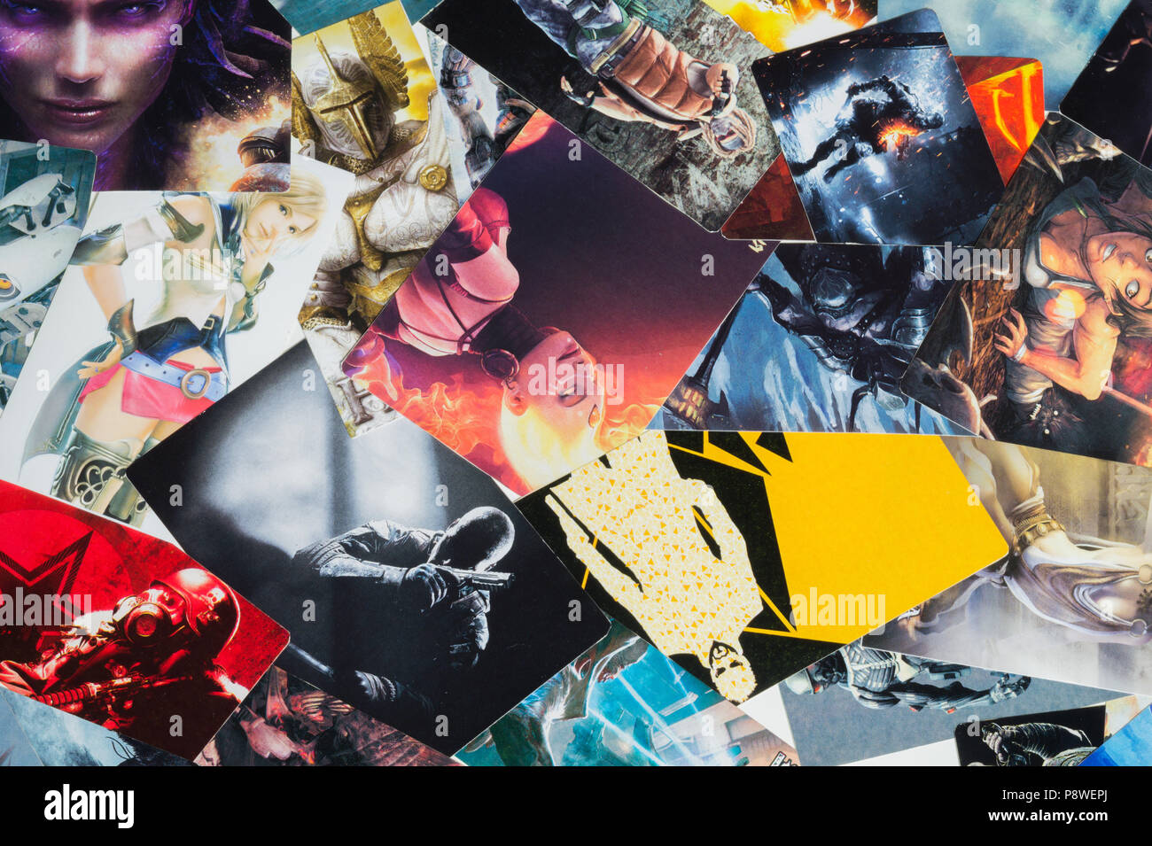 Stickers collection of different video games background Stock Photo - Alamy