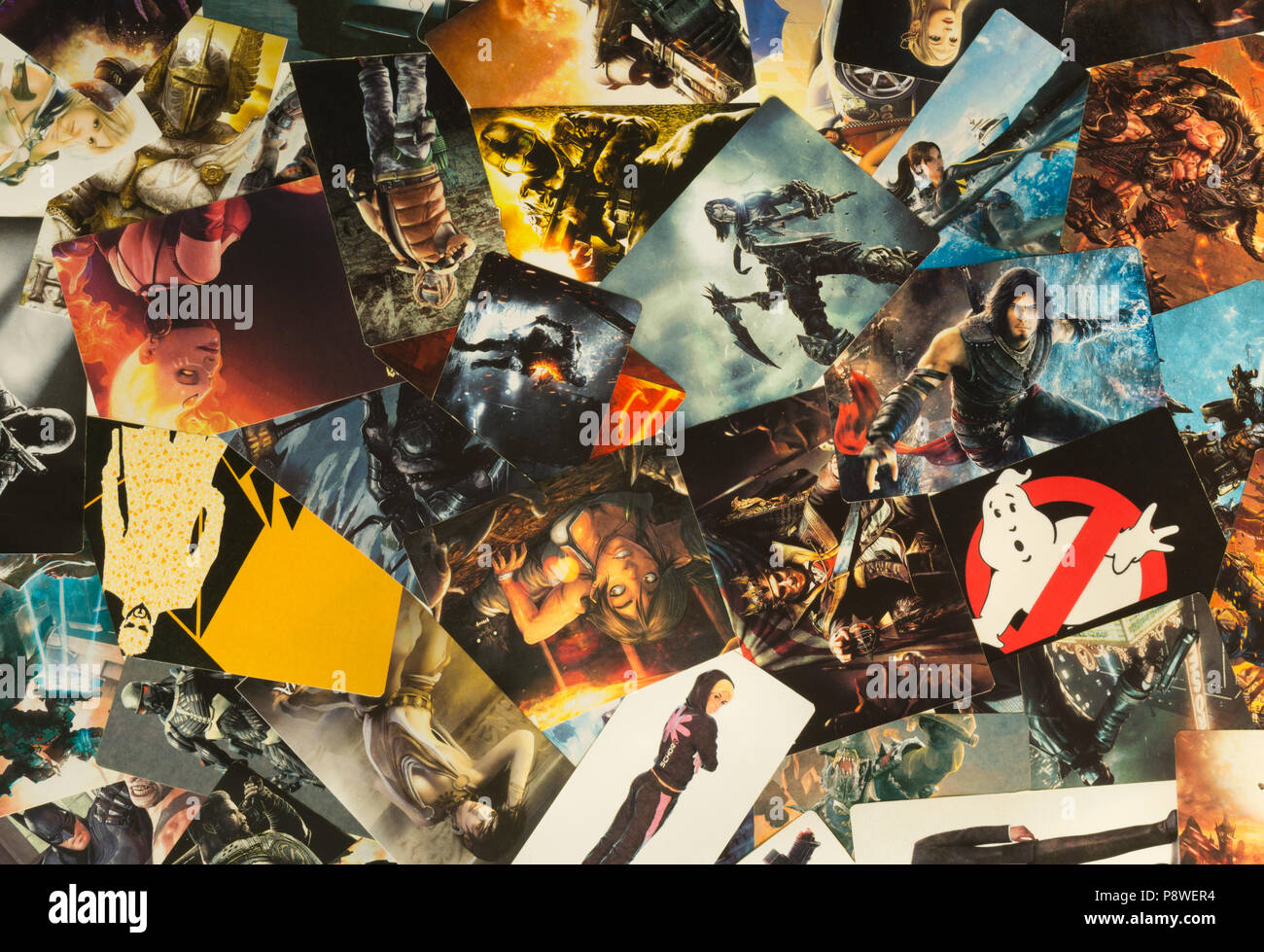 Stickers collection of different video games background Stock Photo - Alamy