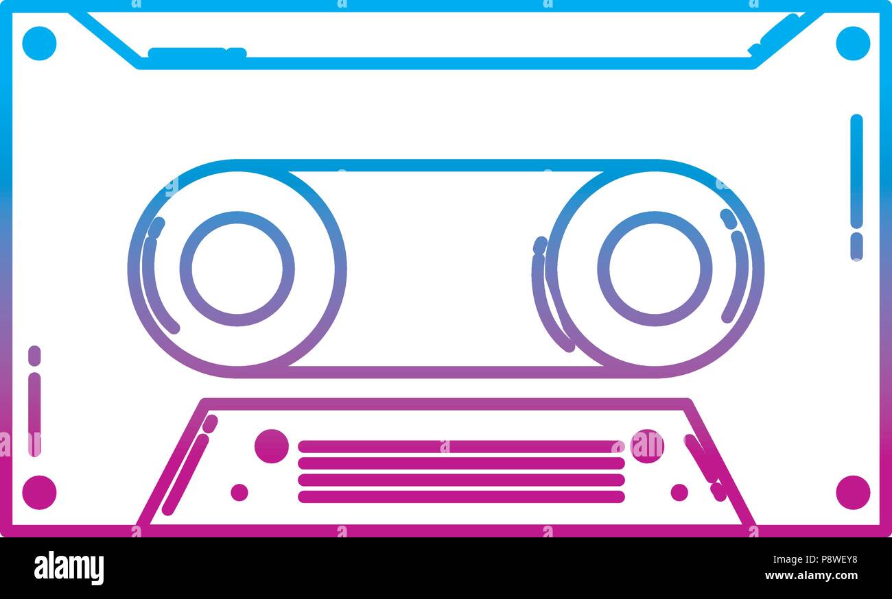 degraded line cassette retro audio tape stereo vector illustration ...