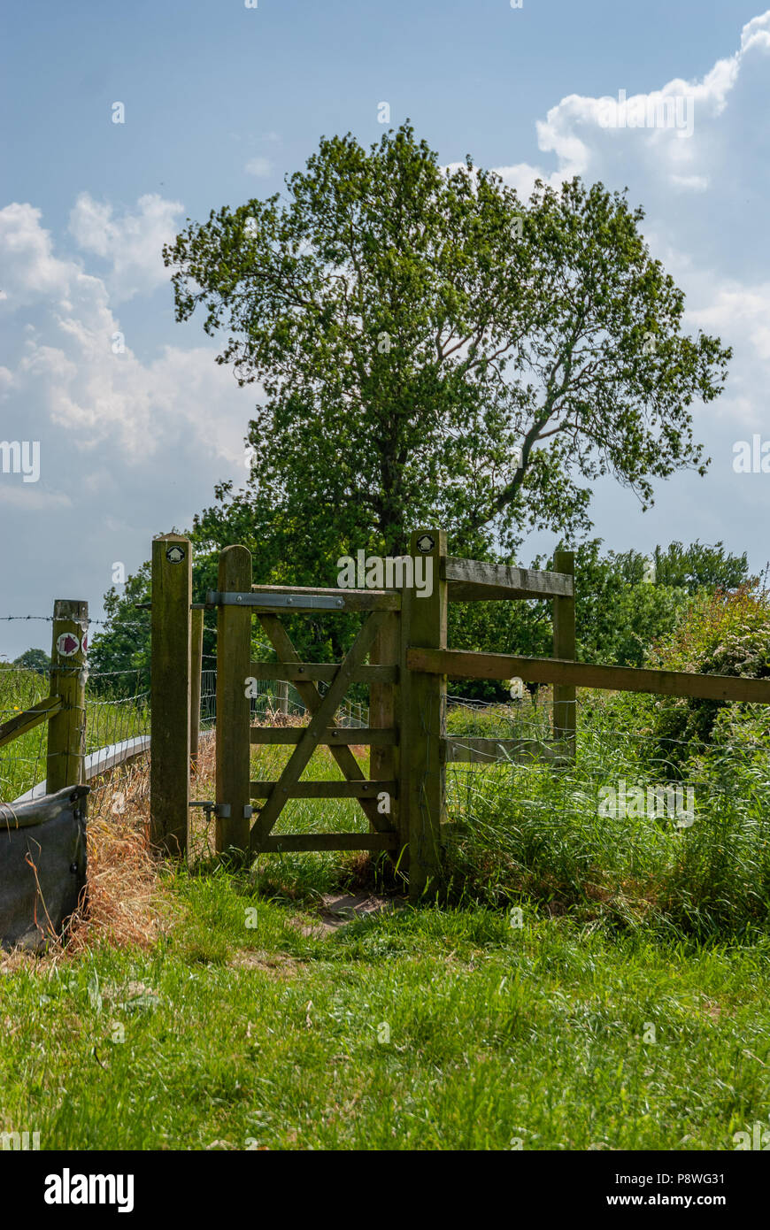 English Country Walk With Gate Stock Photo - Alamy