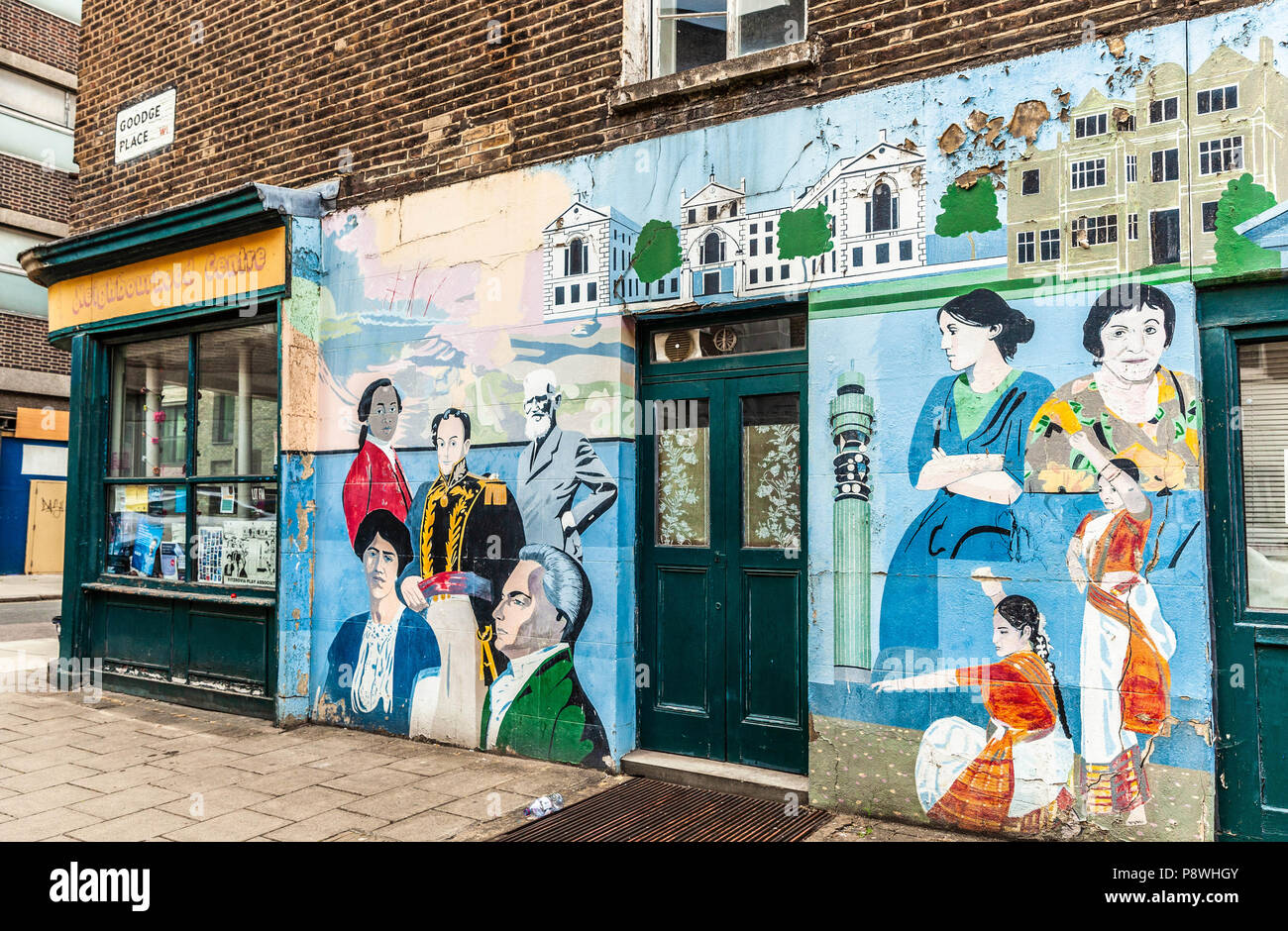 Colourful side facade of the Neighbourhood Centre on the corner of ...
