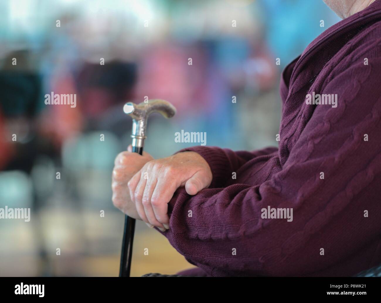 old man holding a walking stick | usage worldwide Stock Photo - Alamy