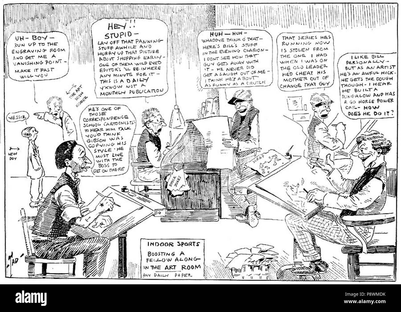. 76 Cartoonists' Bullpen (Tad Dorgan cartoon - 1913 Stock Photo - Alamy