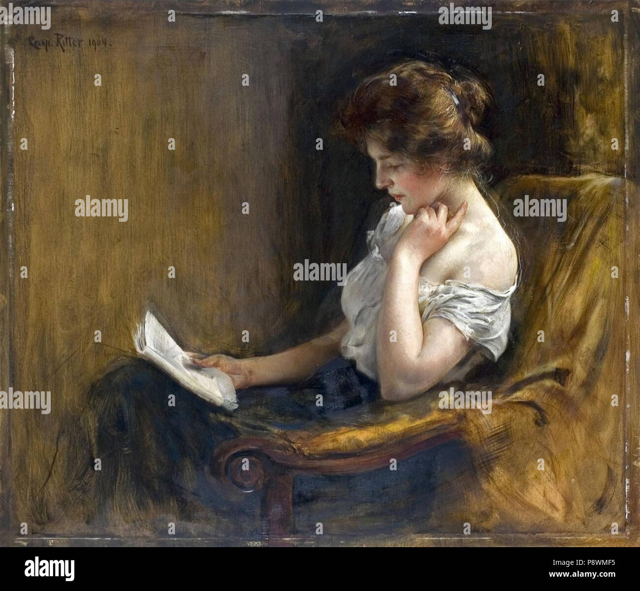 . 76 Caspar Ritter - Lesende junge Frau, 1904 Stock Photo - Alamy