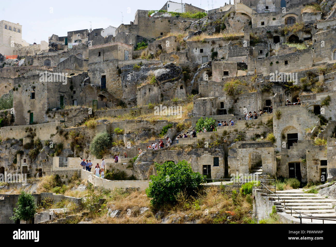 Italy, Basilicata, Matera, Medieval historical center, Houses built in ...