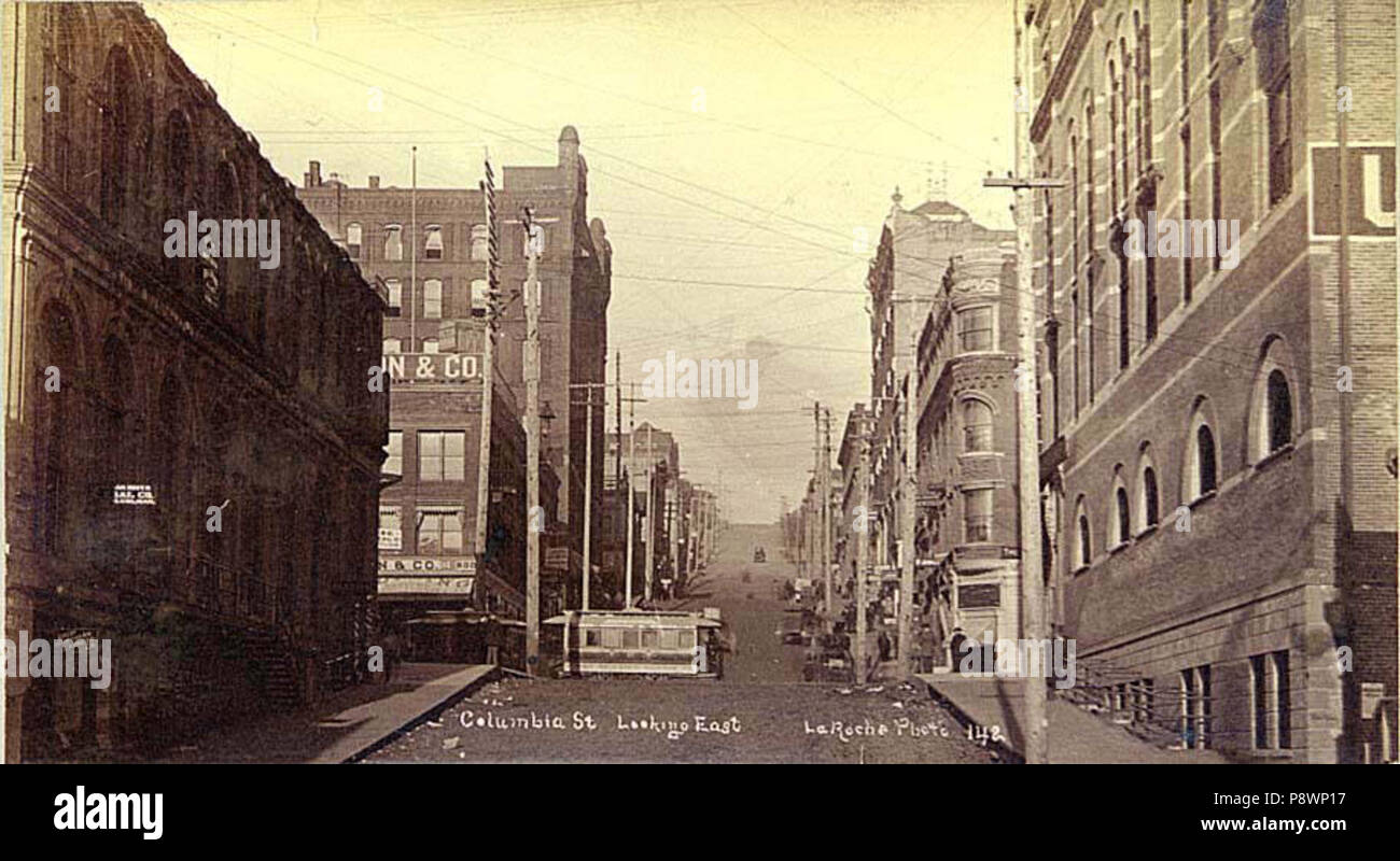 . 83 Columbia St from 1st Ave, Seattle, Washington, ca 1891 (LAROCHE 44 ...