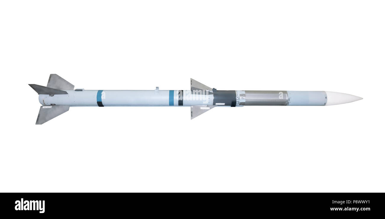Guided fighter jet missile on white background Stock Photo - Alamy