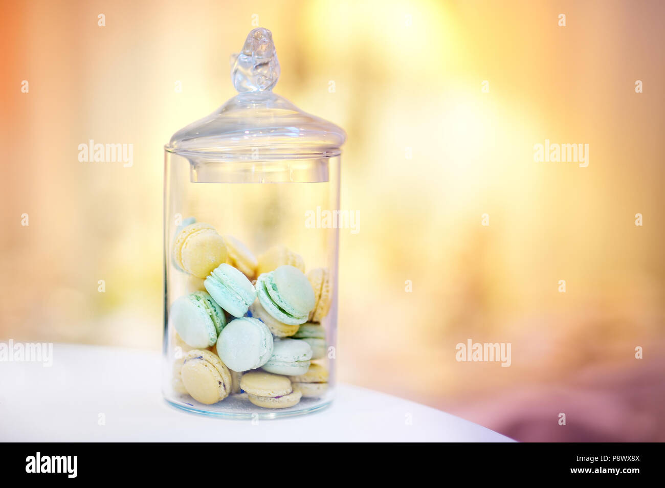 Traditional french macarons in a glass jar Stock Photo - Alamy