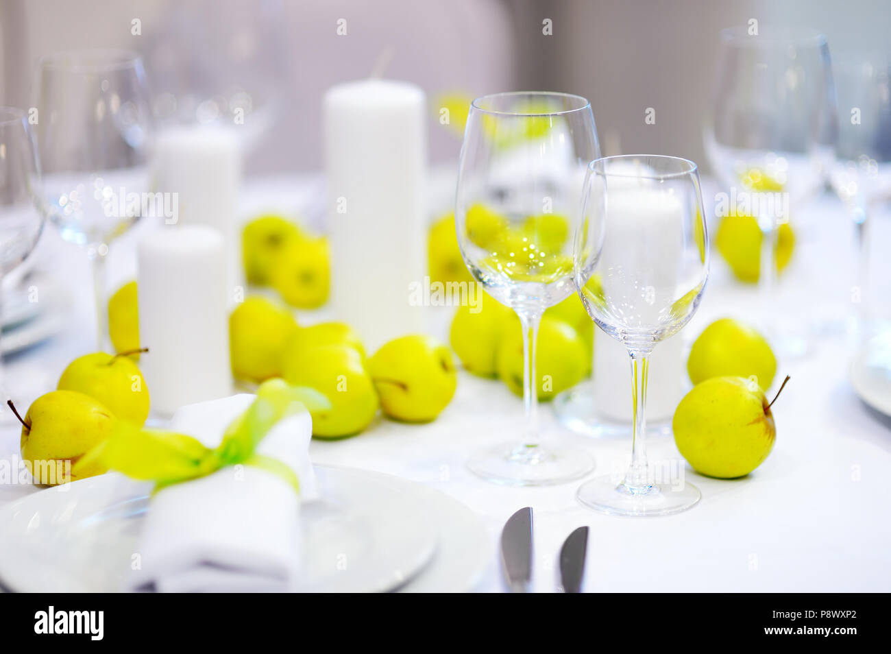 Beautiful table set for some festive event, party or wedding reception ...