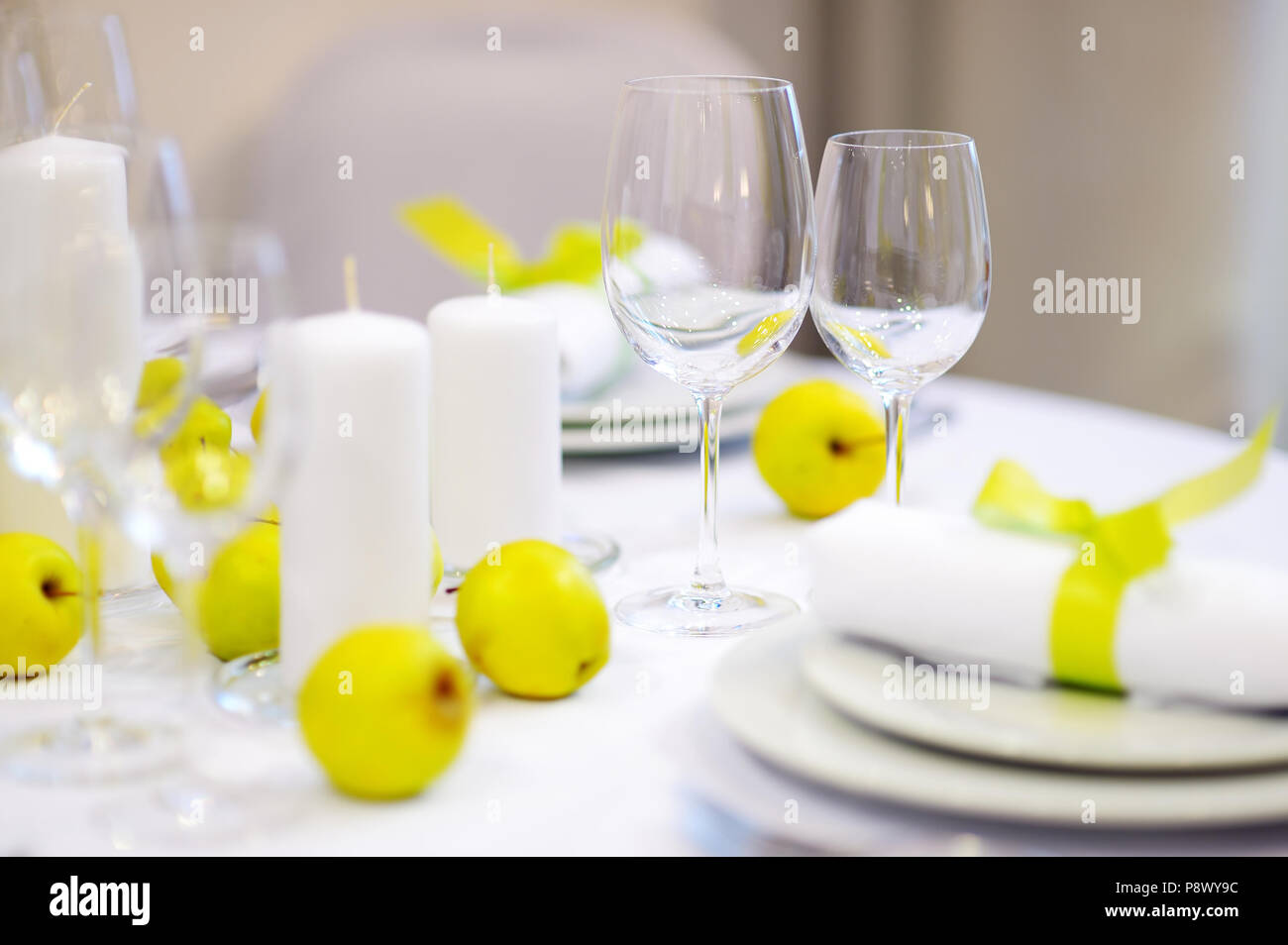 Beautiful table set for some festive event, party or wedding reception ...