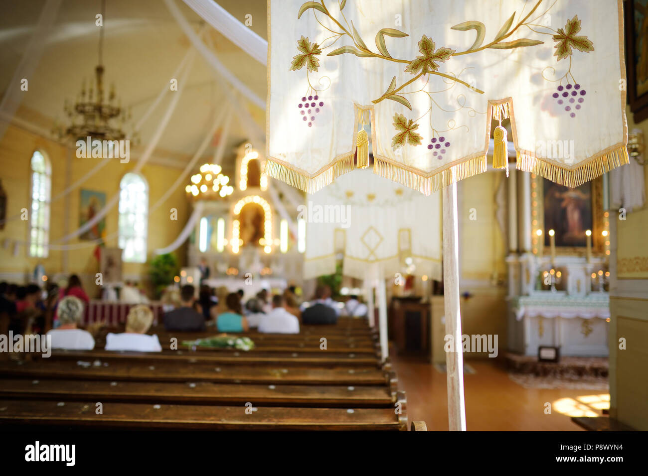 Liturgy in bright sunny church Stock Photo - Alamy