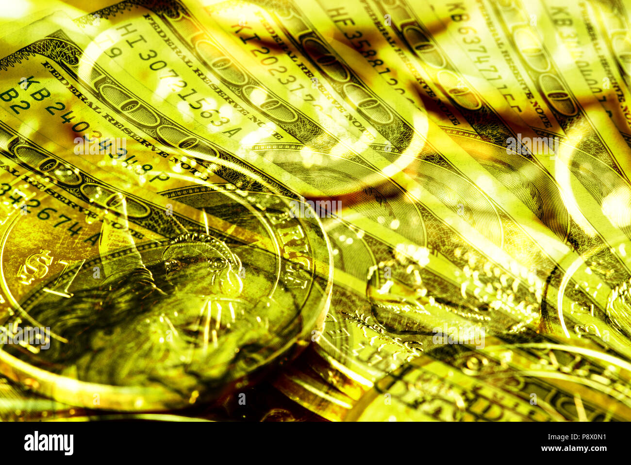 Abstract of dollars banknote dollars coins Stock Photo - Alamy