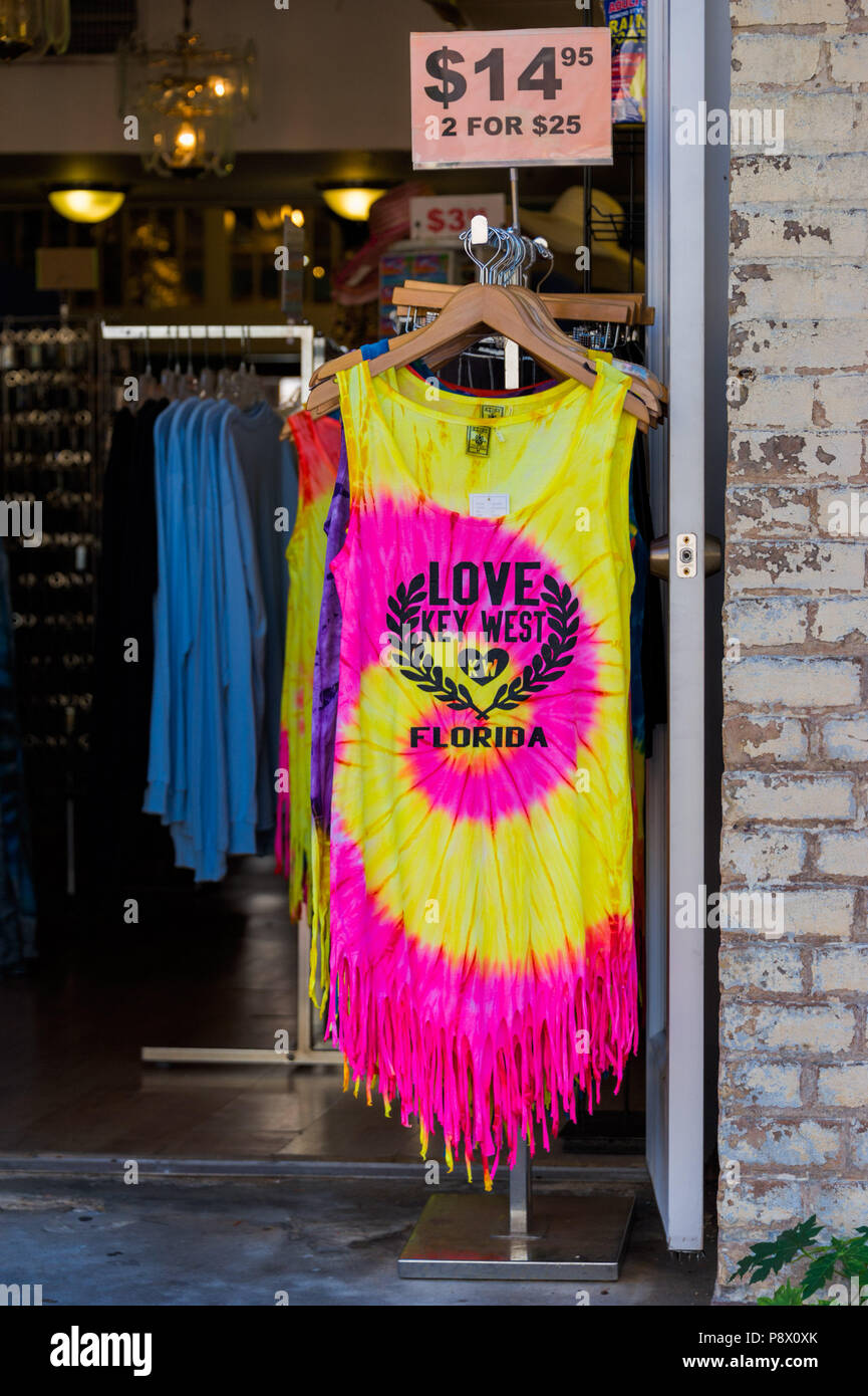 Key West Florida colourful dresses for sale ing gift shop Stock Photo ...