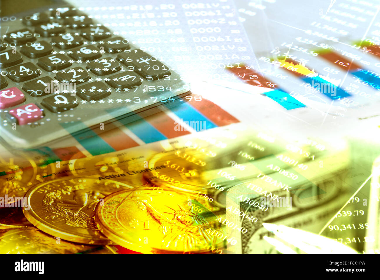Computer banknote coins chart hi-res stock photography and images - Alamy