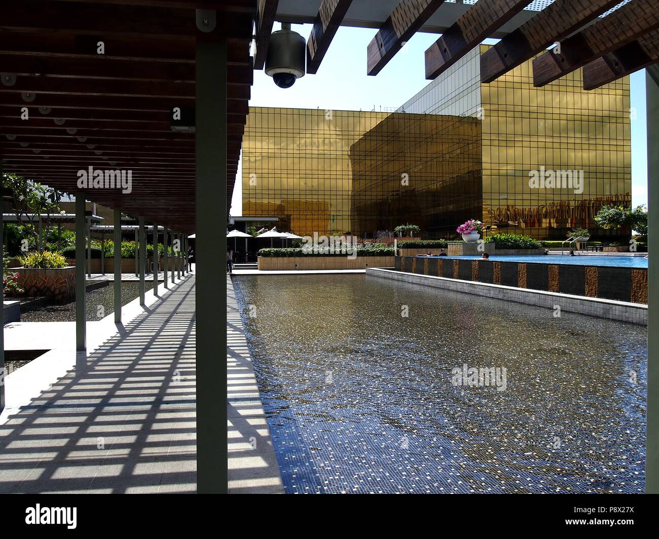 PARANAQUE, METRO MANILA, PHILIPPINES - JANUARY 17, 2017: Outdoor garden ...