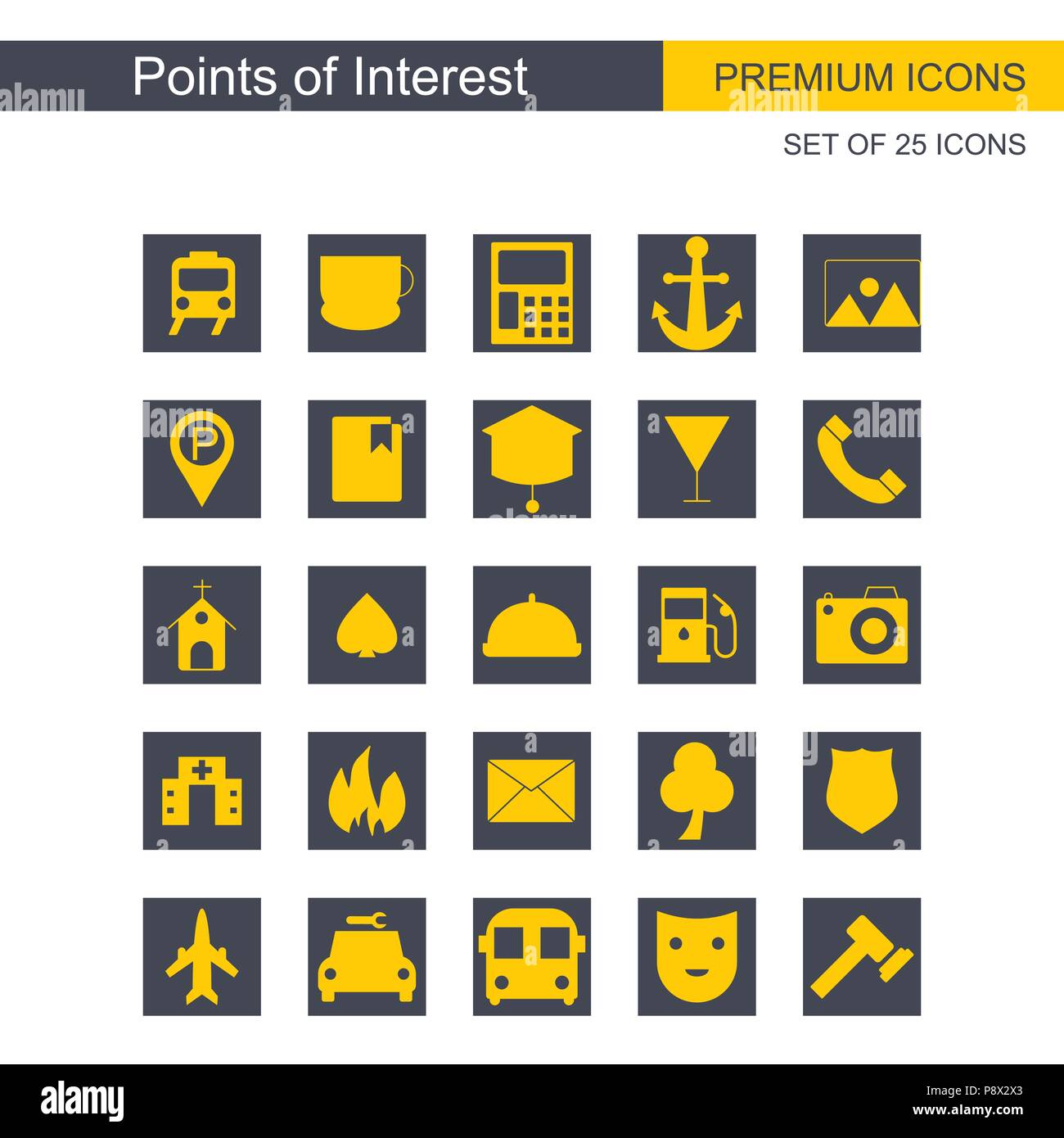 Points of intrest icons set. For web design and application interface ...