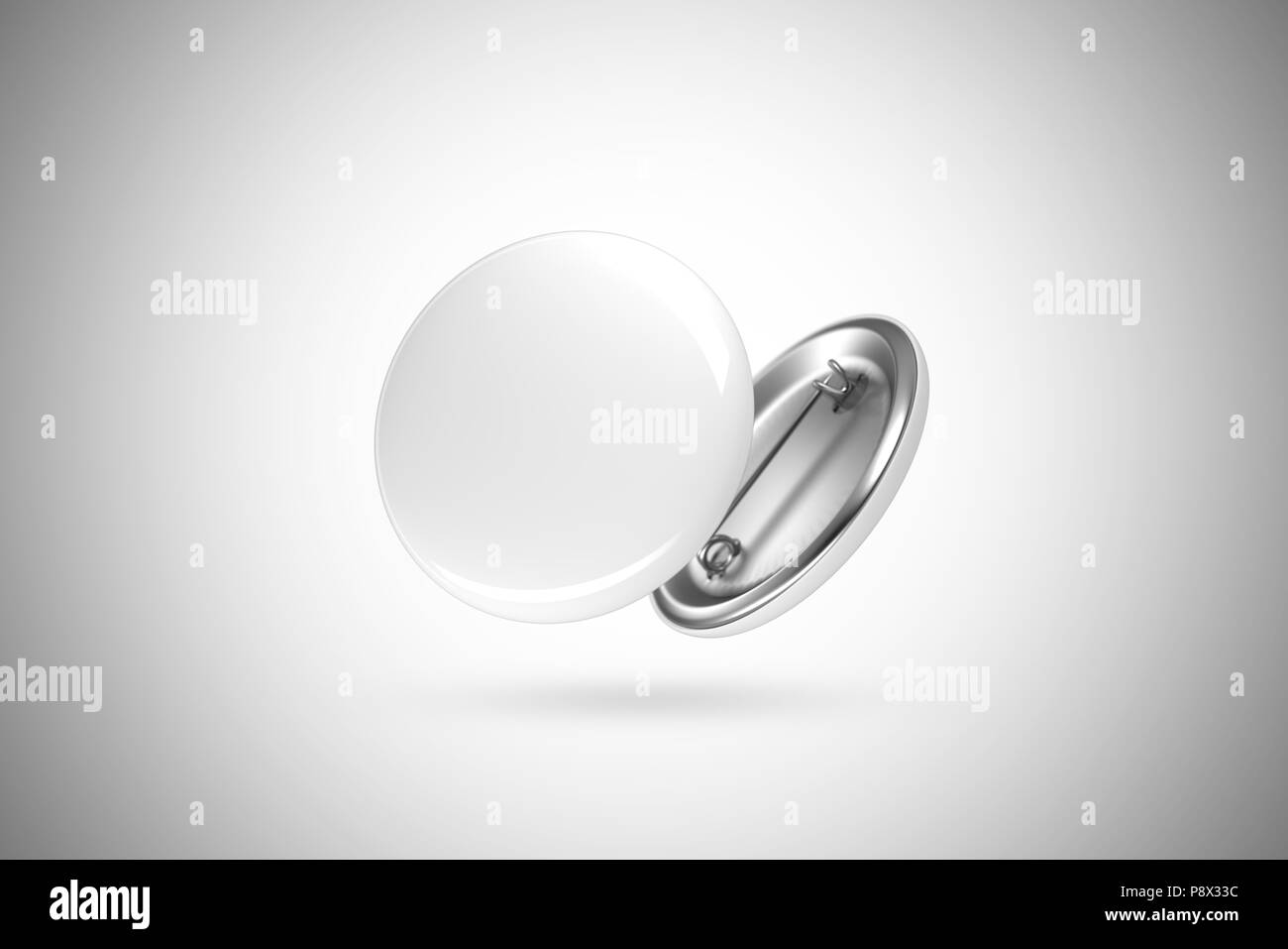 Blank white button badge mockup, isolated, clipping path, 3d rendering ...