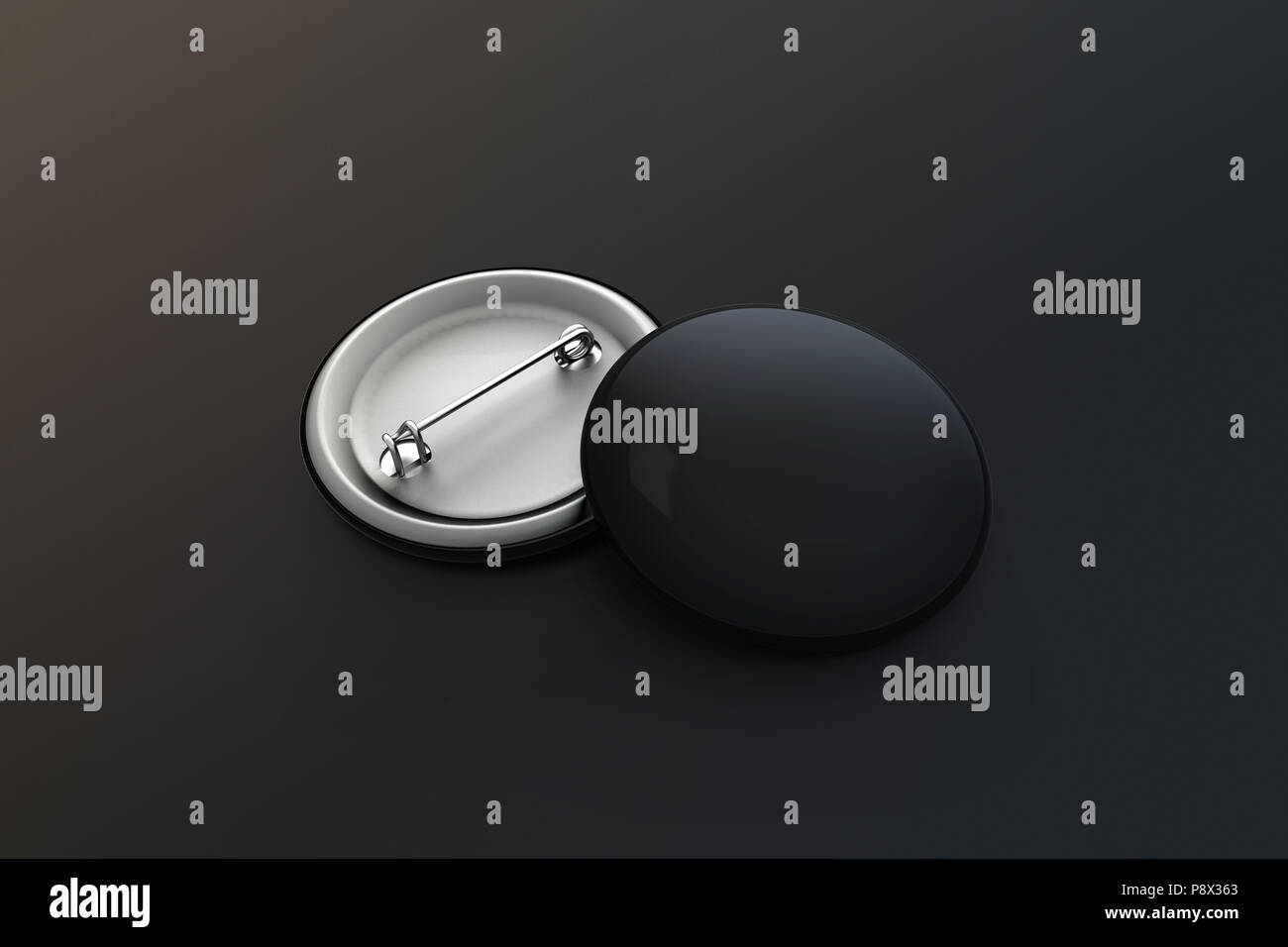 Blank black button badge stack mock up, clipping path, 3d rendering ...