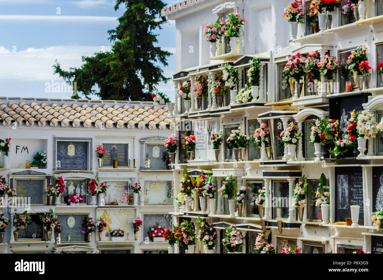 COMARES, SPAIN - 28 JUNE 2018 characteristic of the Spanish burial site ...