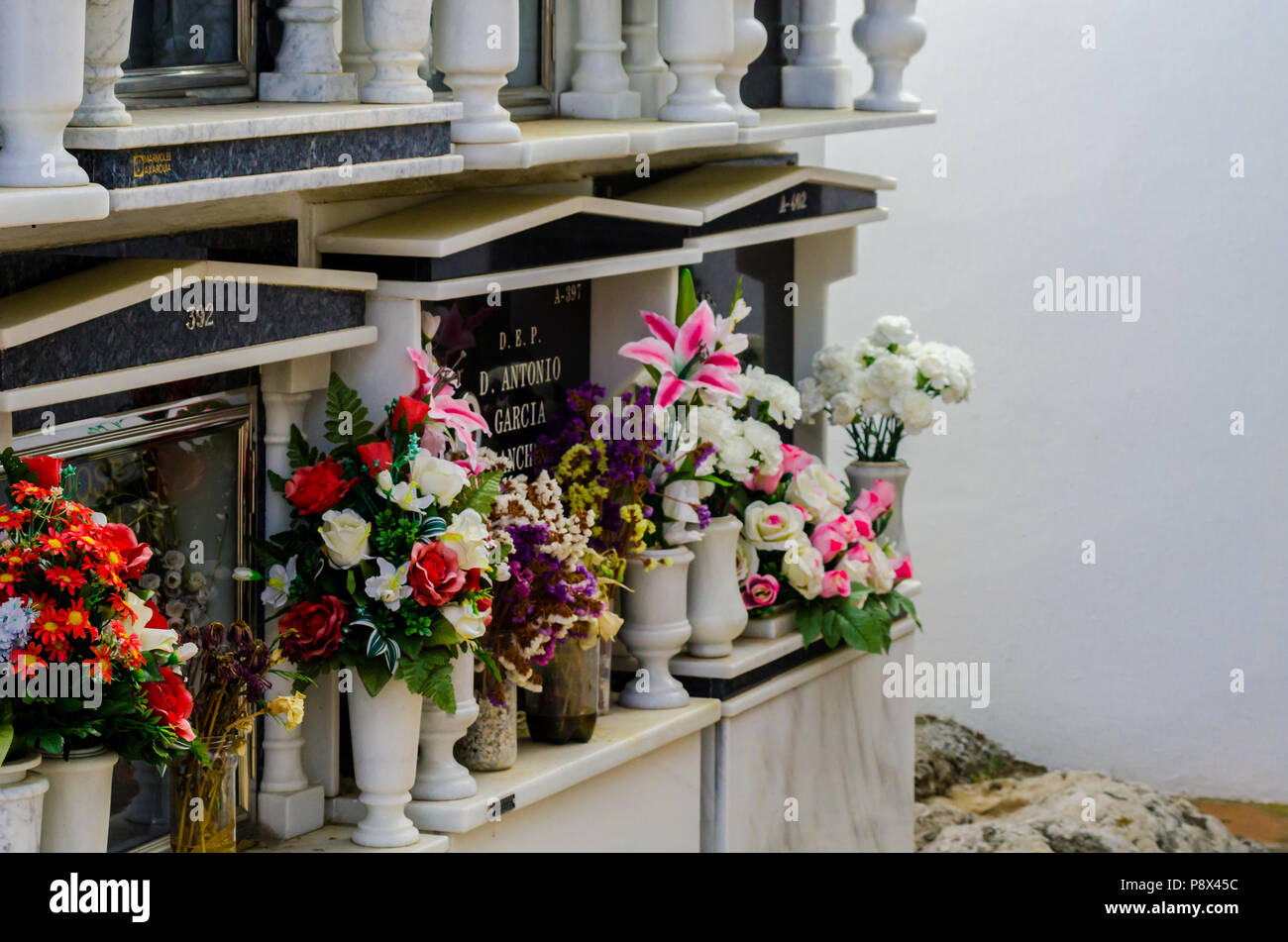 COMARES, SPAIN - 28 JUNE 2018 characteristic of the Spanish burial site ...