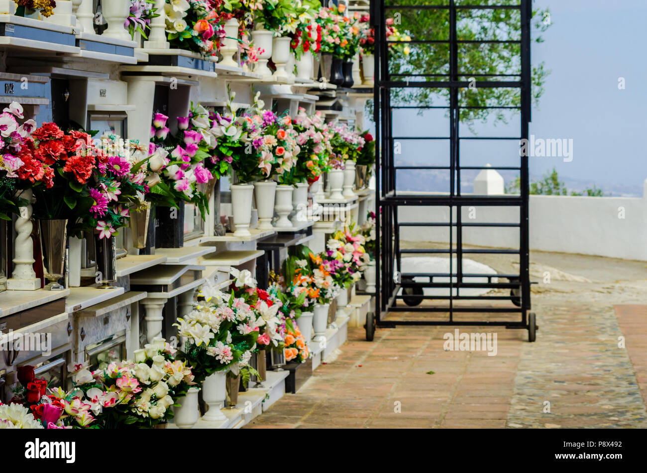 COMARES, SPAIN - 28 JUNE 2018 characteristic of the Spanish burial site ...