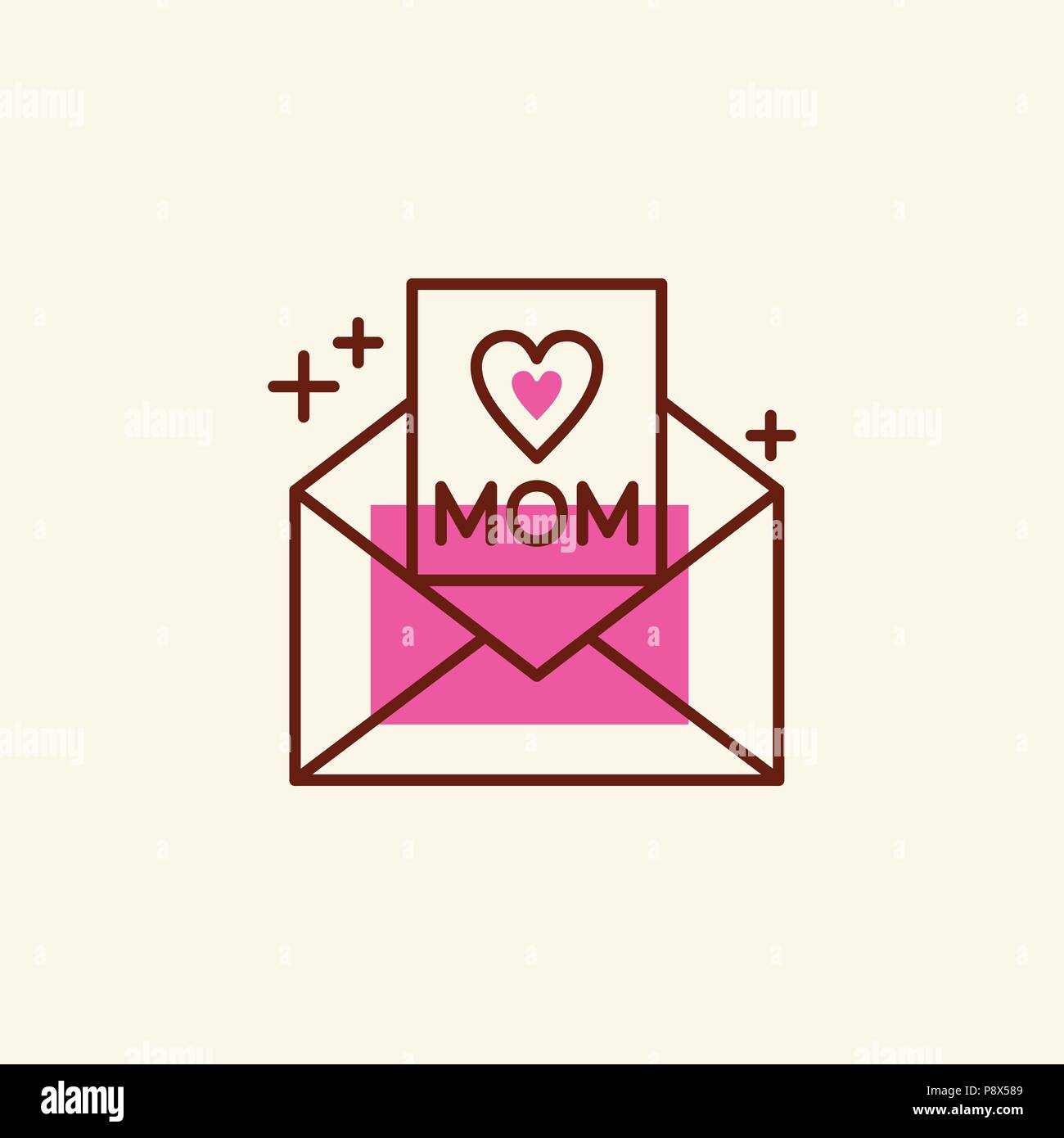 Mother's day pink color icon with white background vector. For web ...