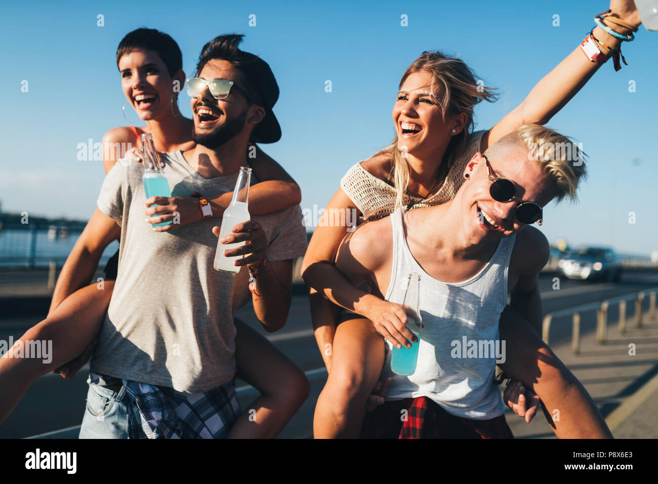 Group of young happy friends having fun time Stock Photo - Alamy