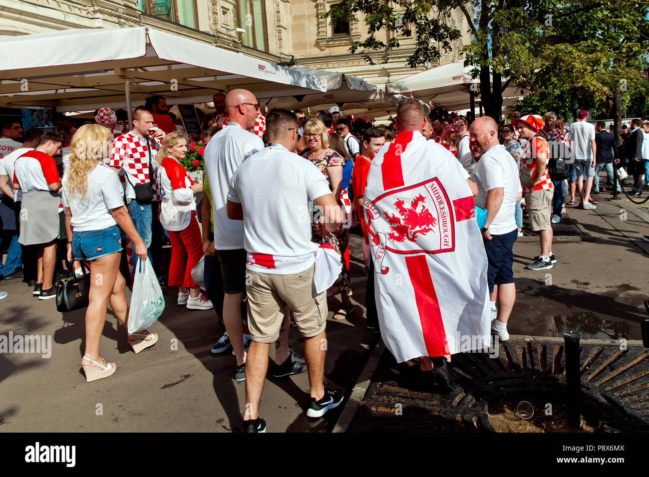 Moscow, Russia - June, 2018: Croatian and english football fans on ...