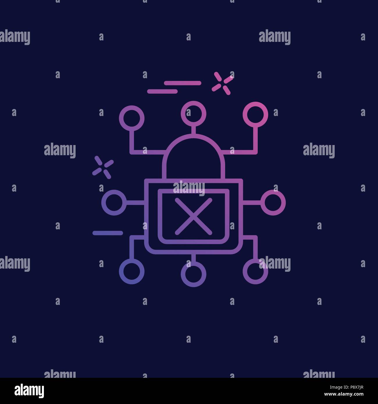 Lock cyber security neon icon with dark background. For web design and ...