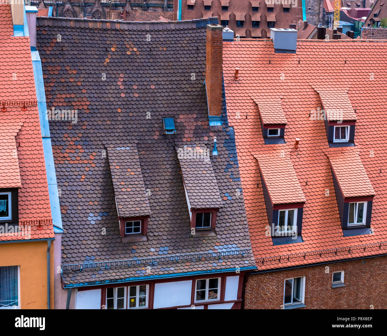 Historic rooftops in Nuremberg historic city center, Germany Stock ...