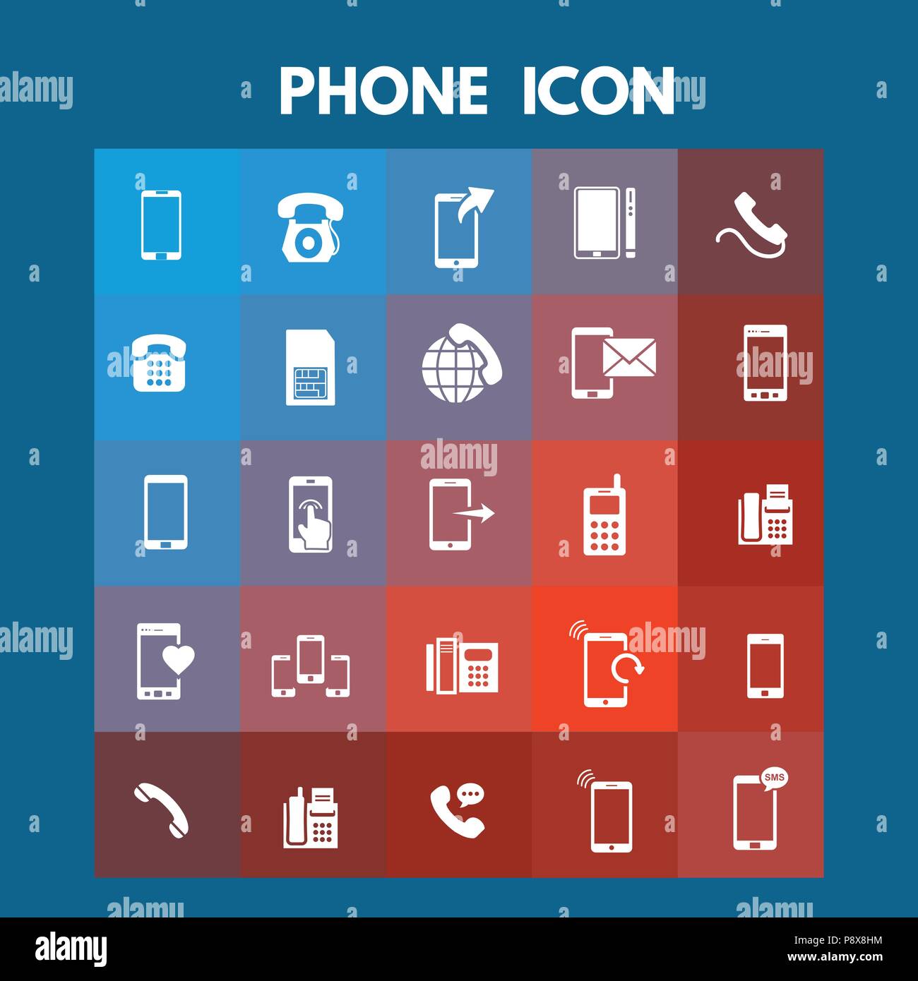 Phone Icons. For web design and application interface, also useful for ...