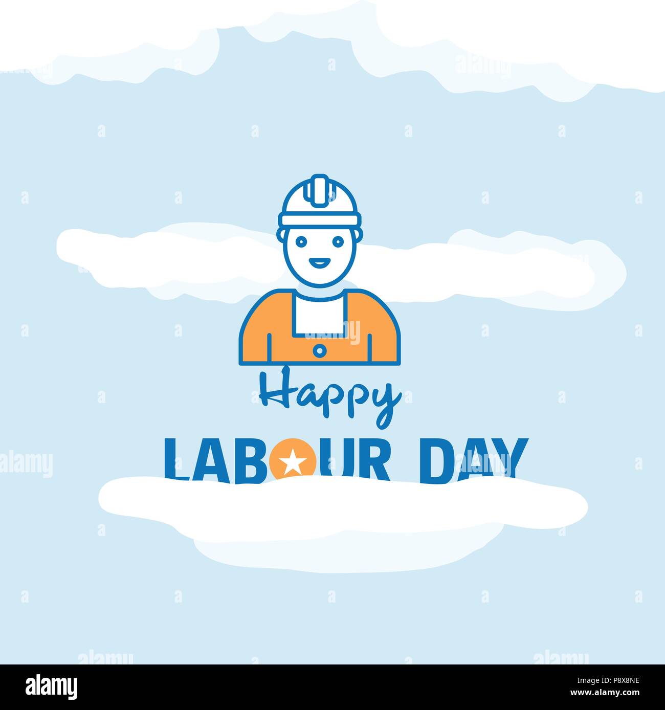 Happy Labour day design with vintage theme blue and orange with labor ...
