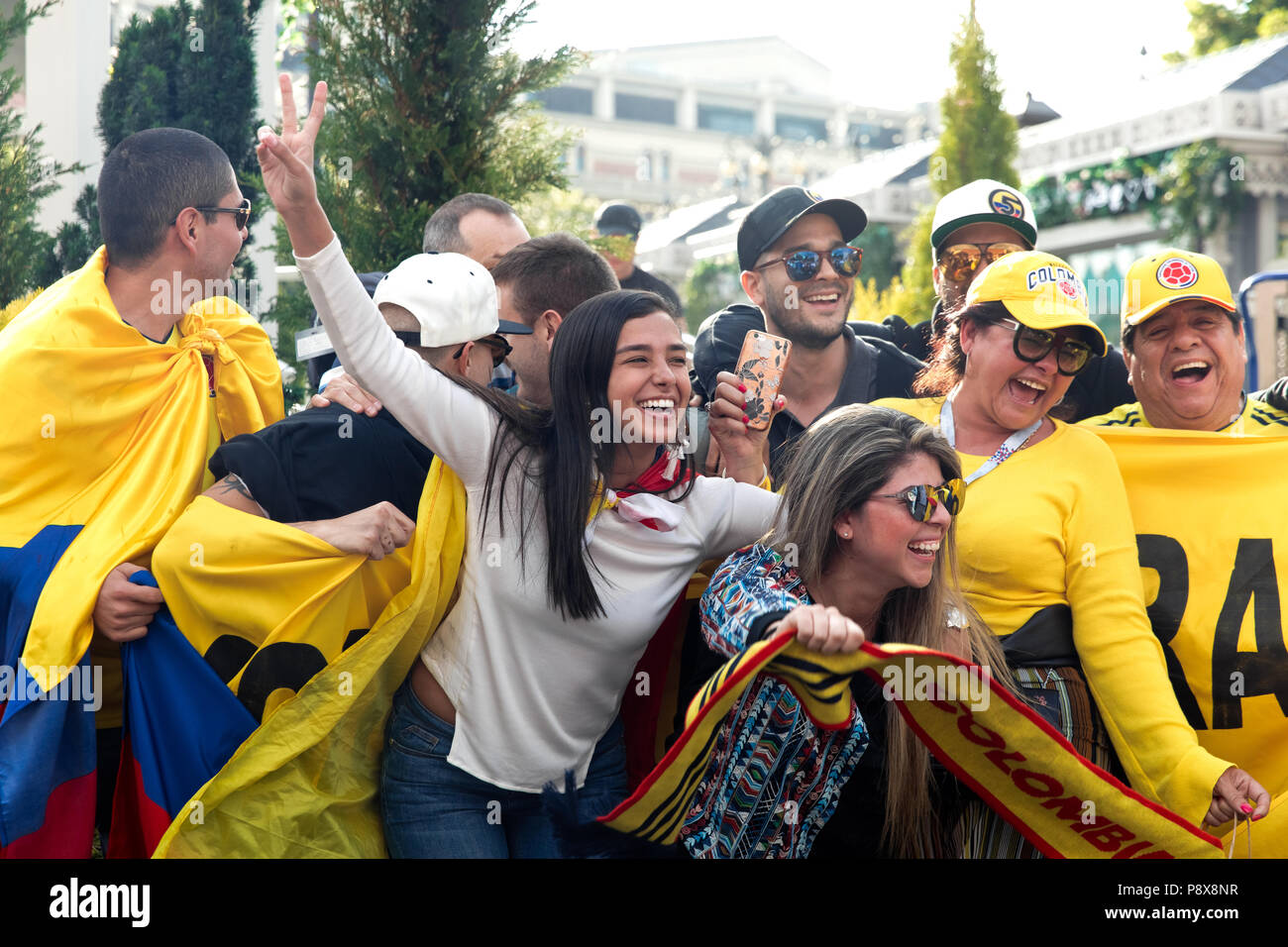 Colombia football fans on world cup championship in Moscow, Russia ...