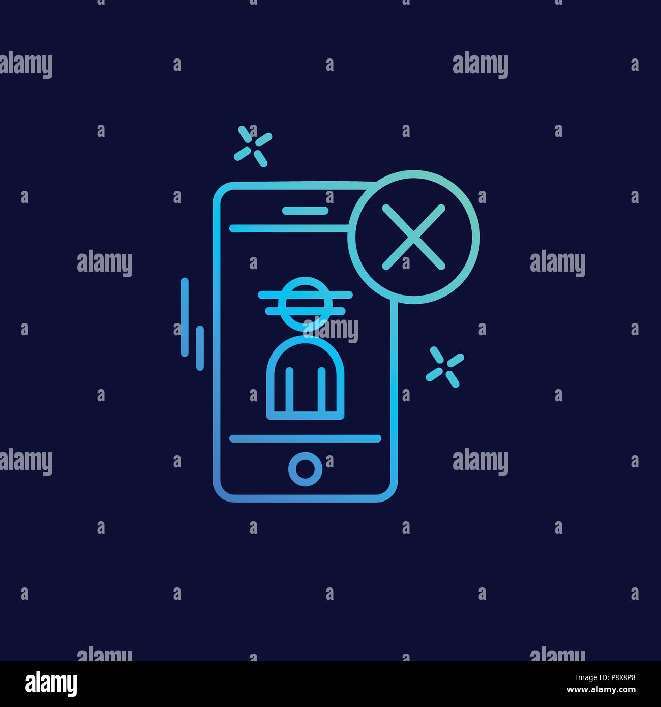Cyber security neon icon with blue background. For web design and ...
