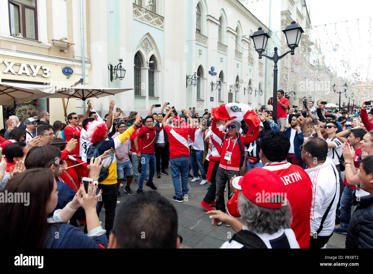 Peru football fans on world cup championship in Moscow, Russia Stock ...