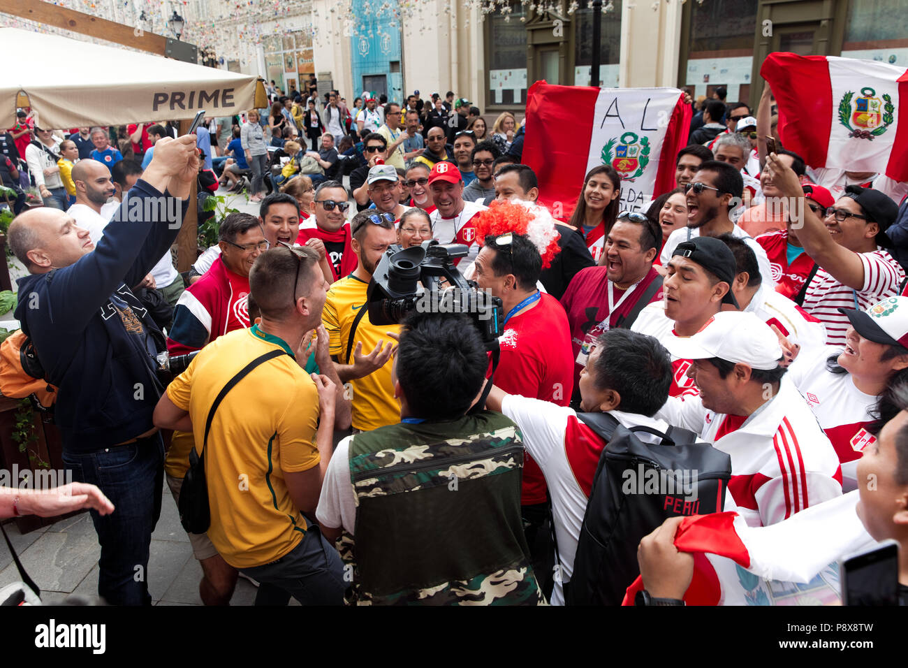 Peru football fans on world cup championship in Moscow, Russia Stock ...