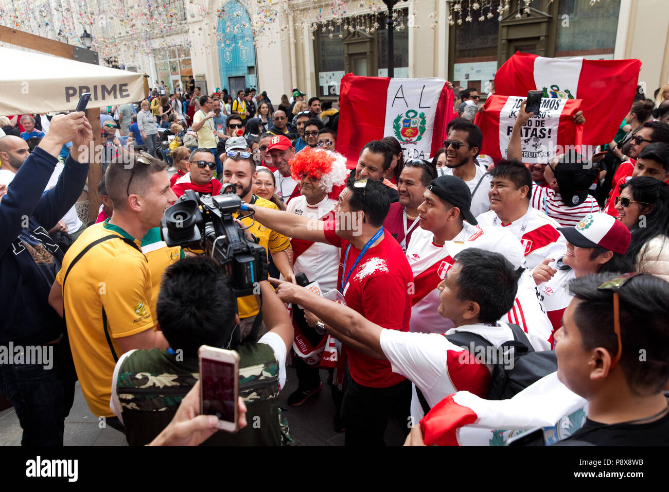Peru football fans on world cup championship in Moscow, Russia Stock ...
