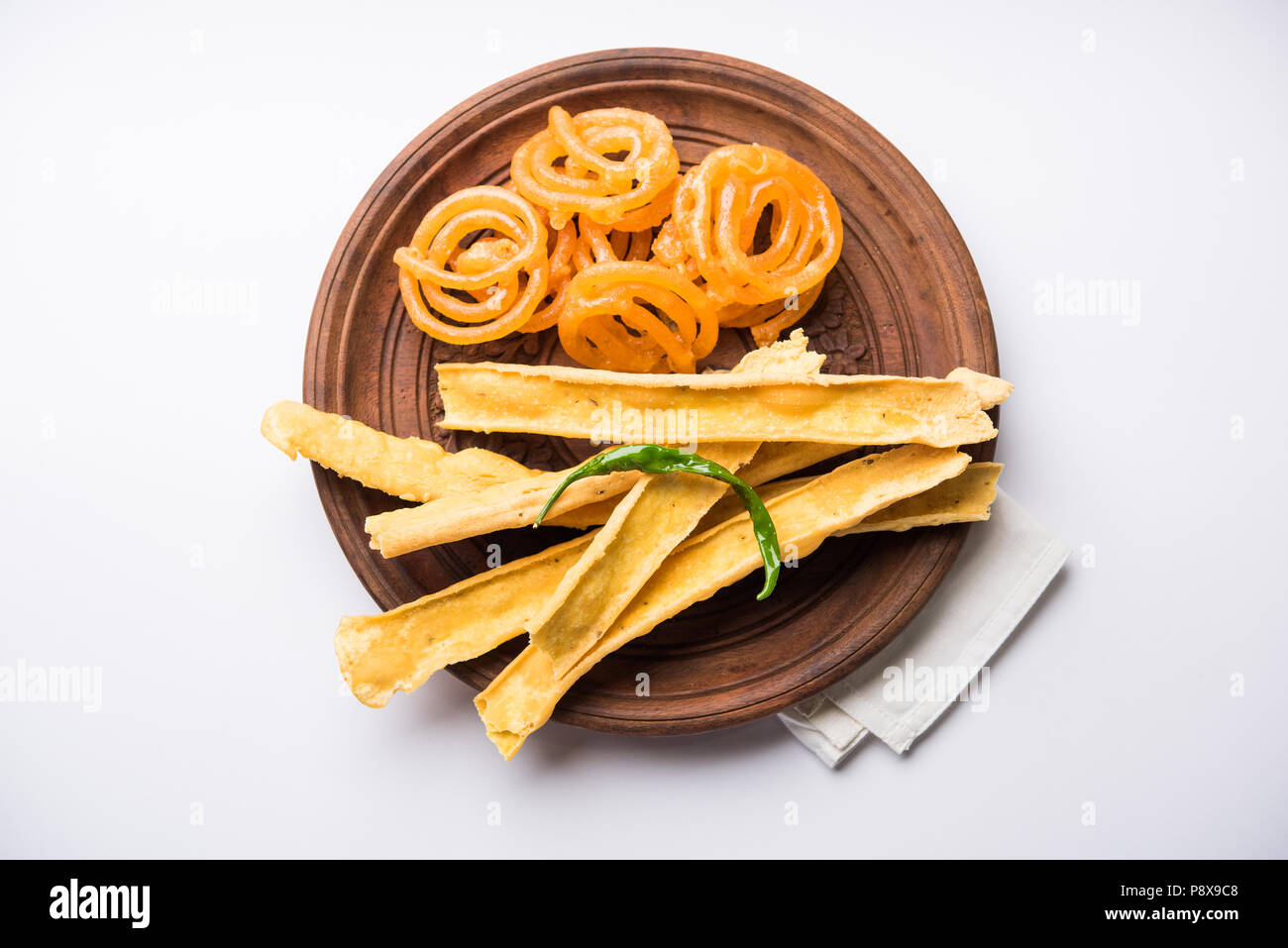 Crispy Fafda with sweet jalebi is an Indian snack most popular in ...
