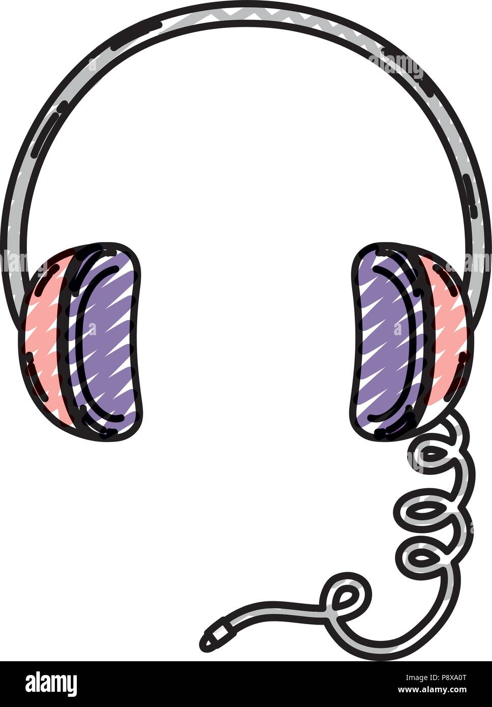doodle headphone modern music audio technology vector illustration ...