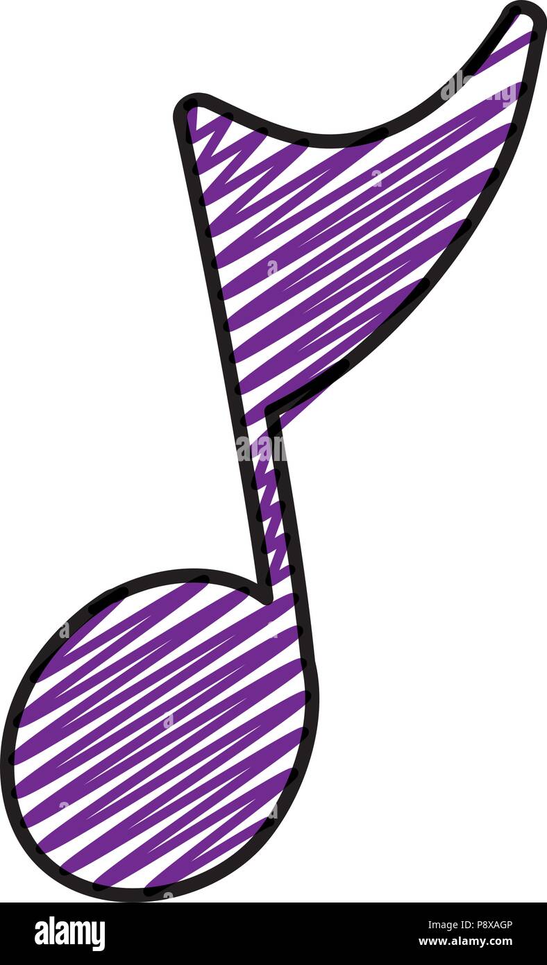 doodle musical quaver note sign sound vector illustration Stock Vector ...
