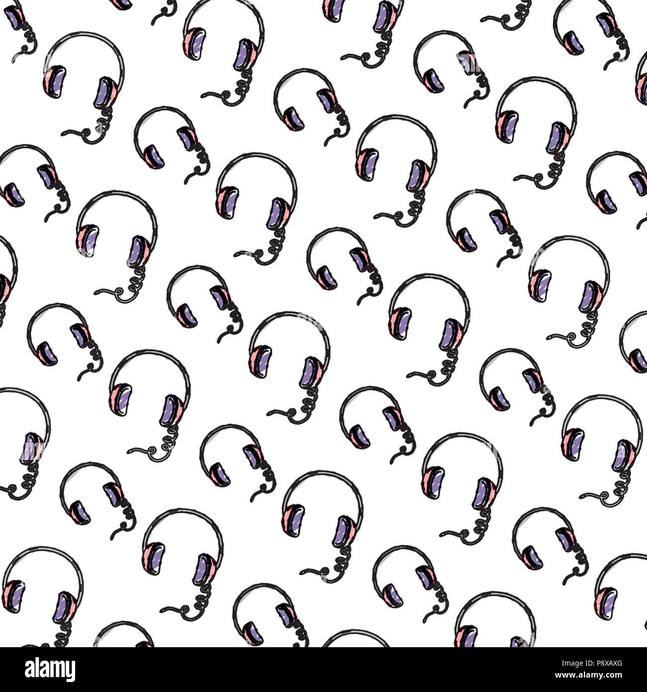 doodle headphone modern music object background vector illustration ...
