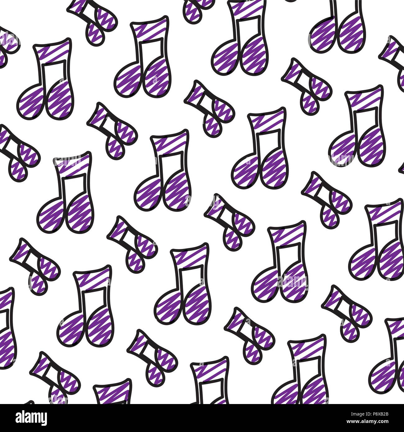 doodle musical beam notes sign background vector illustration Stock ...