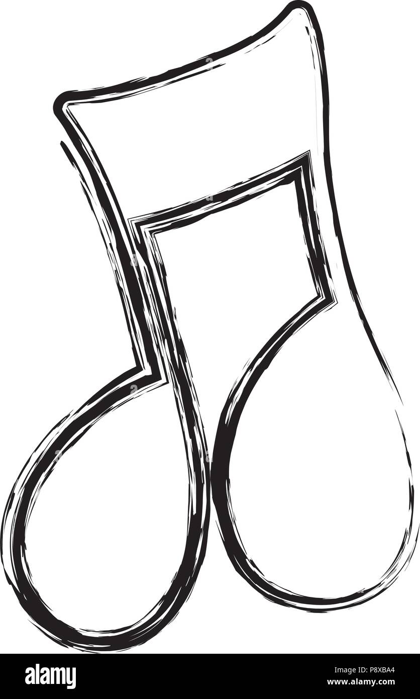 grunge musical beam notes sign rhythm vector illustration Stock Vector ...