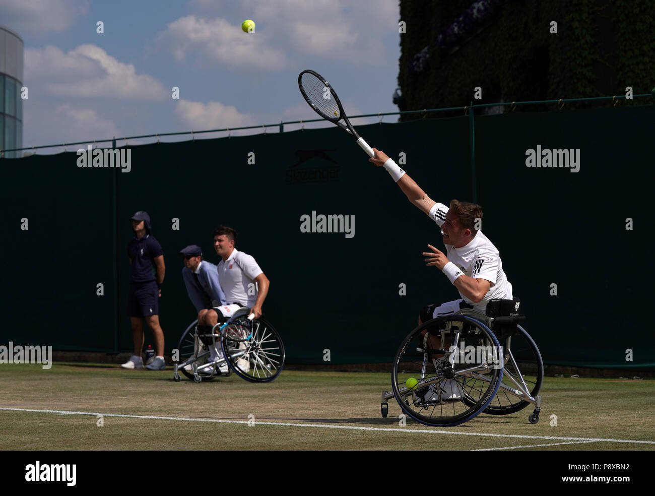 Alfie Hewett and Gordon Reid in action in the doubles on day eleven of ...