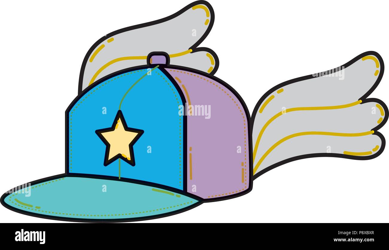 color fashion cap with star style and wings vector illustration Stock ...