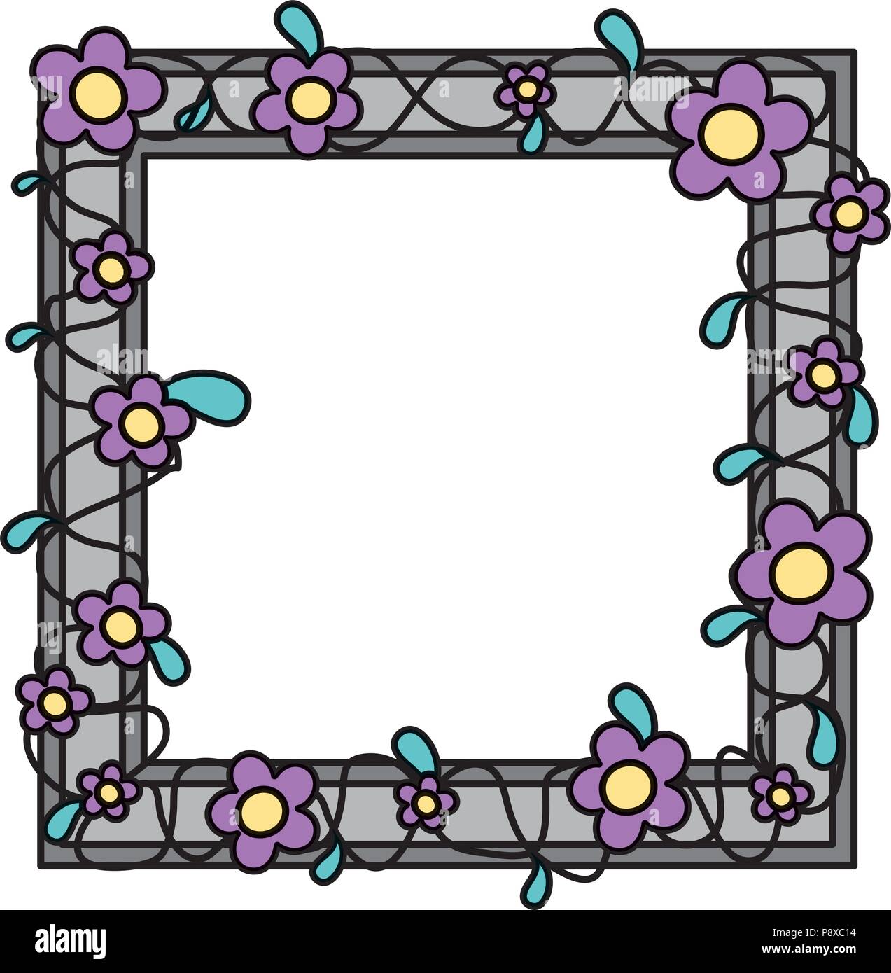 color framework with beauty flowers and leaves style vector ...