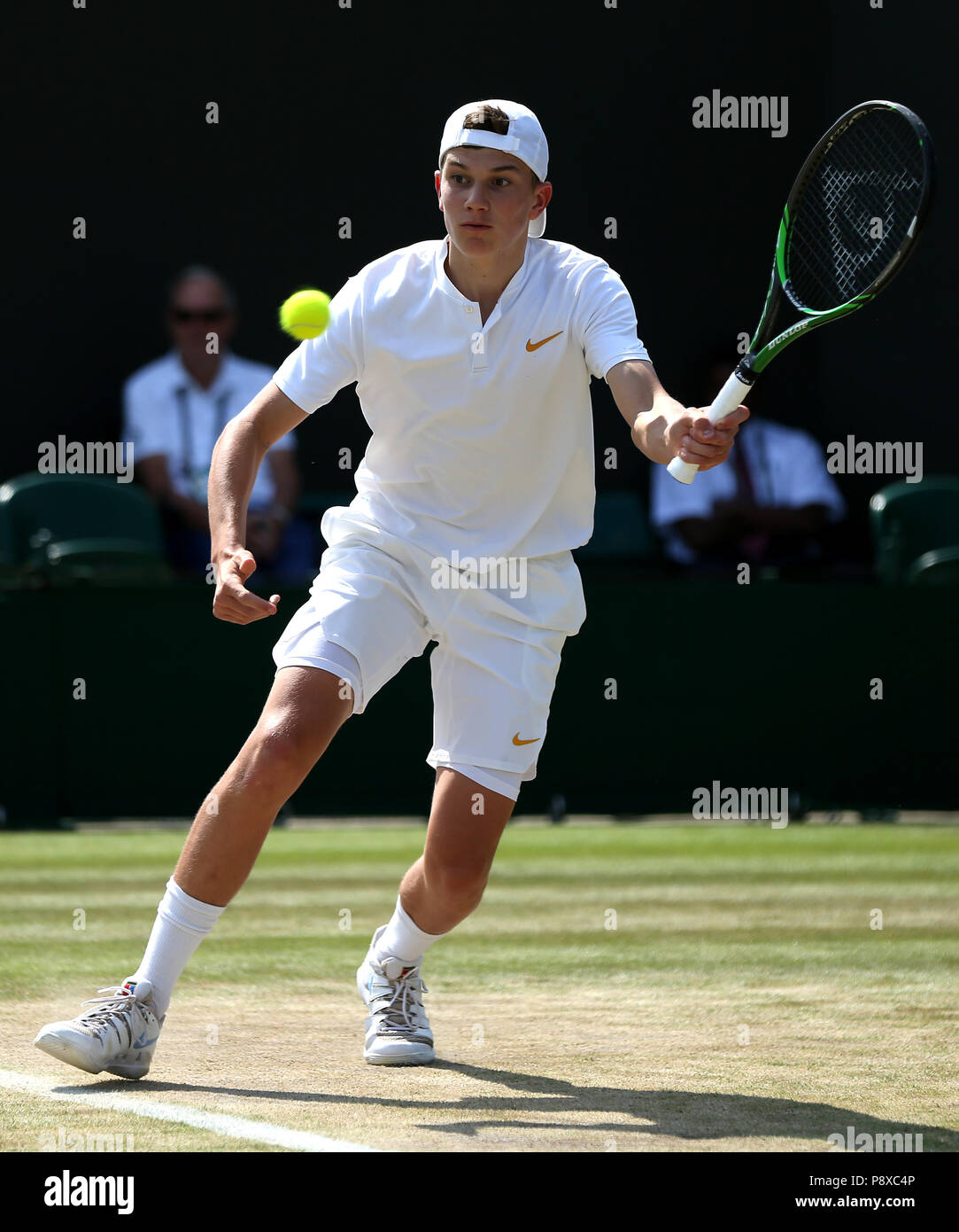 Jack Draper in action on day eleven of the Wimbledon Championships at ...